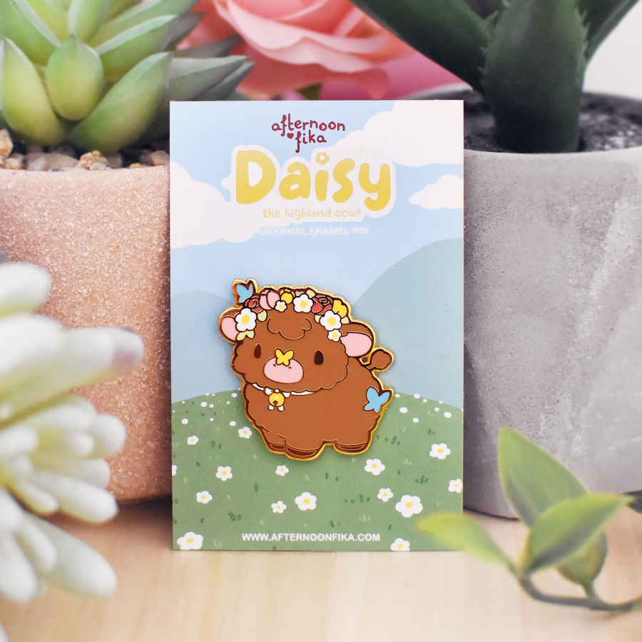 Daisy The Highland Cow Enamel Pin – AfternoonFika